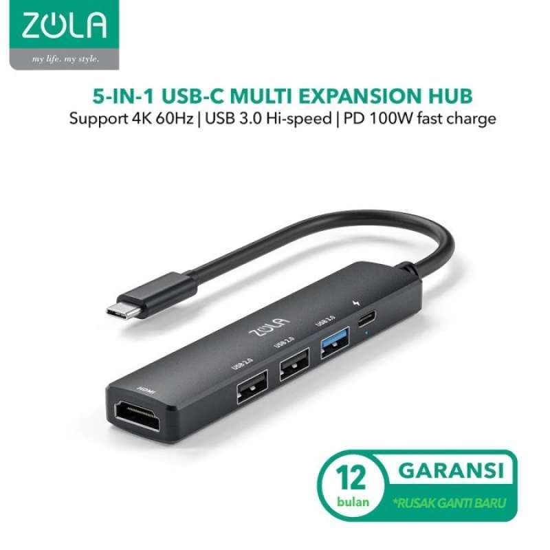 Promo Zola 5 In 1 Usb Hub Type C Adapter Hd4K 4K 30Hz Pd 100W High Speed Otg Diskon 23% di ...