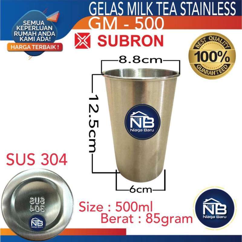 Jual SUBRON Gelas Stainless SUS 304 Korea Cup Milk Tea Susu - 500ml di Seller Niaga Baru ...