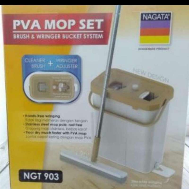 Promo ember pel injak PVA Nagata 903 gagang stainleas mop set Diskon 23 ...
