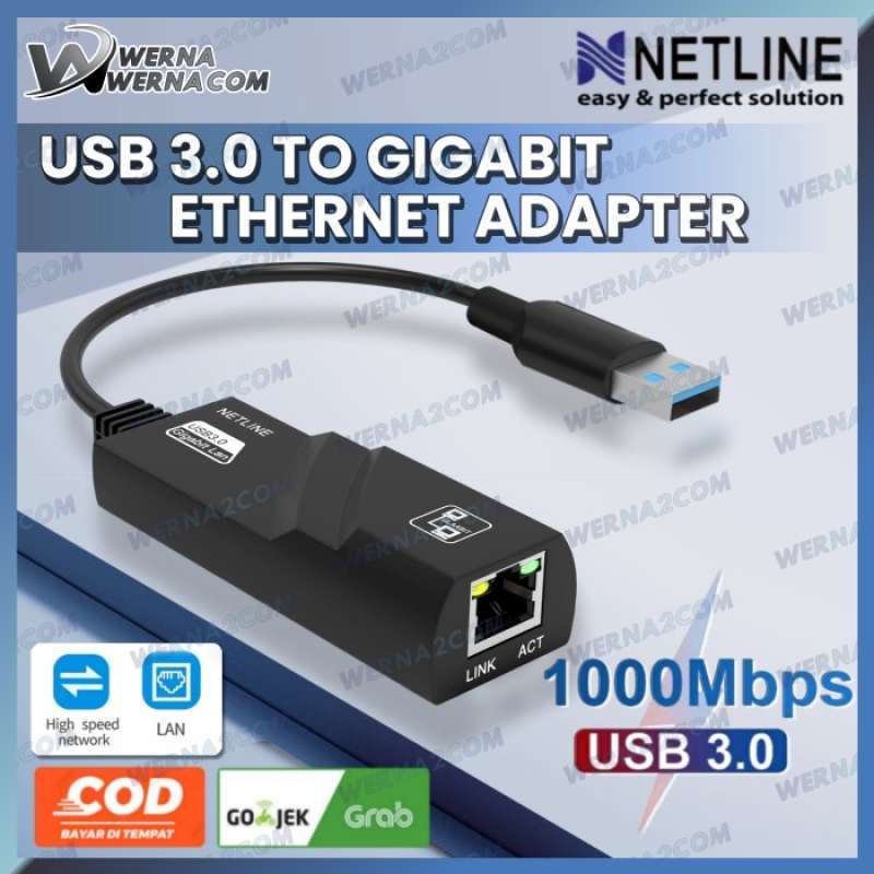 Promo Usb 3.0 To Lan Gigabit Ethernet Adapter 10/100/100Mbps Netline Diskon 23% di Seller Shika ...