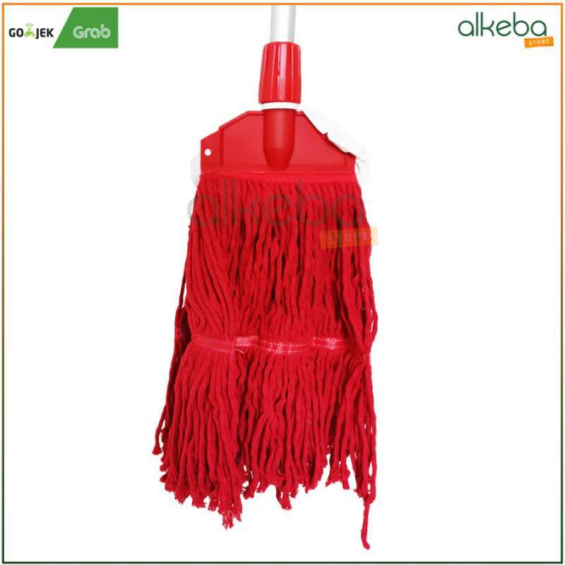 Jual Mop Pel Set Complete Merah / tongkat + frame mop + kain refill mop ...