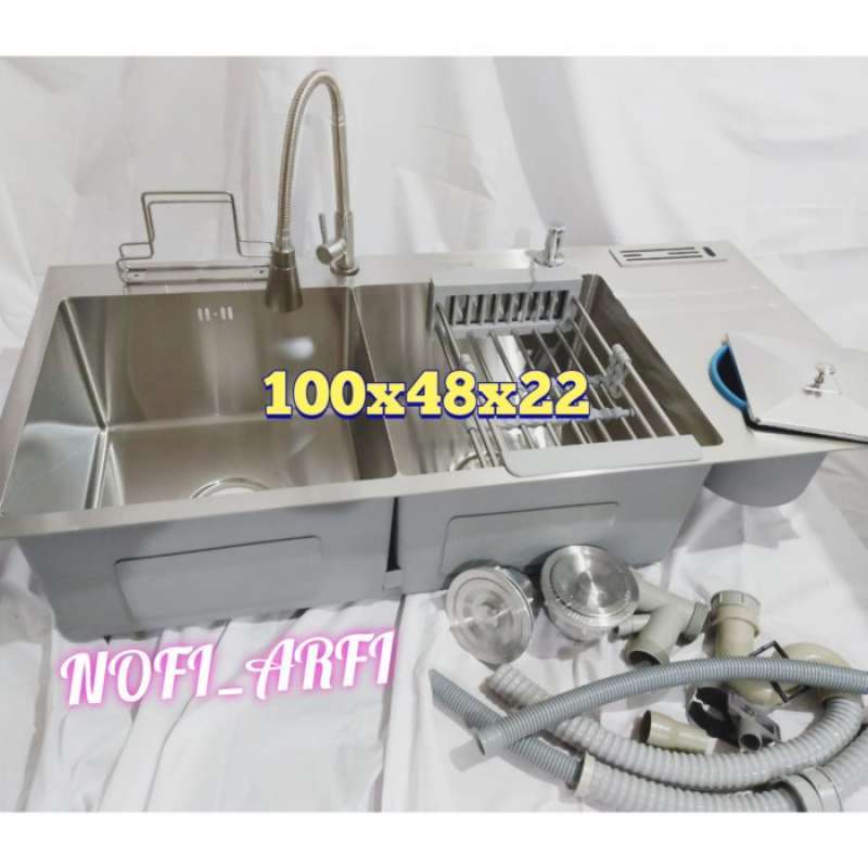 Jual Bak Cuci Piring Stainless 304 Kitchen Sink Full Set Promo 100 X 48 ...
