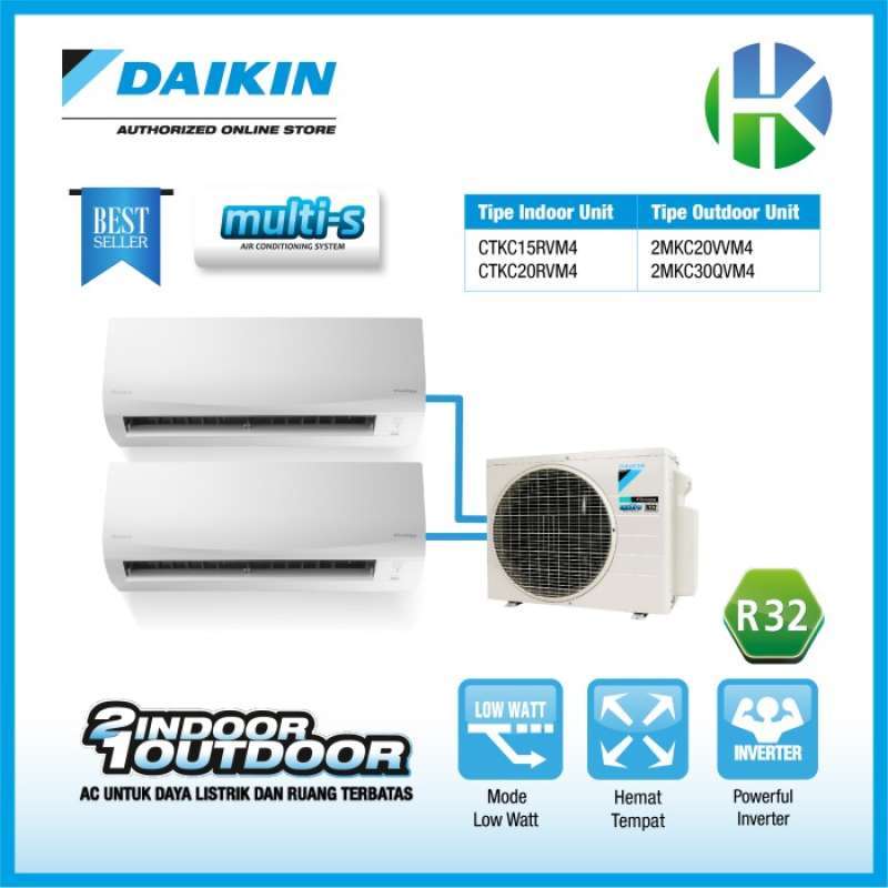 Jual AC Daikin MULTI Split 1/2 PK + 1/2 PK INVERTER 2MKC20 di Seller ...