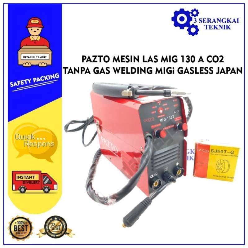 Promo PAZTO MESIN LAS MIG 130 A CO2 TANPA GAS WELDING MIGi GASLESS ...