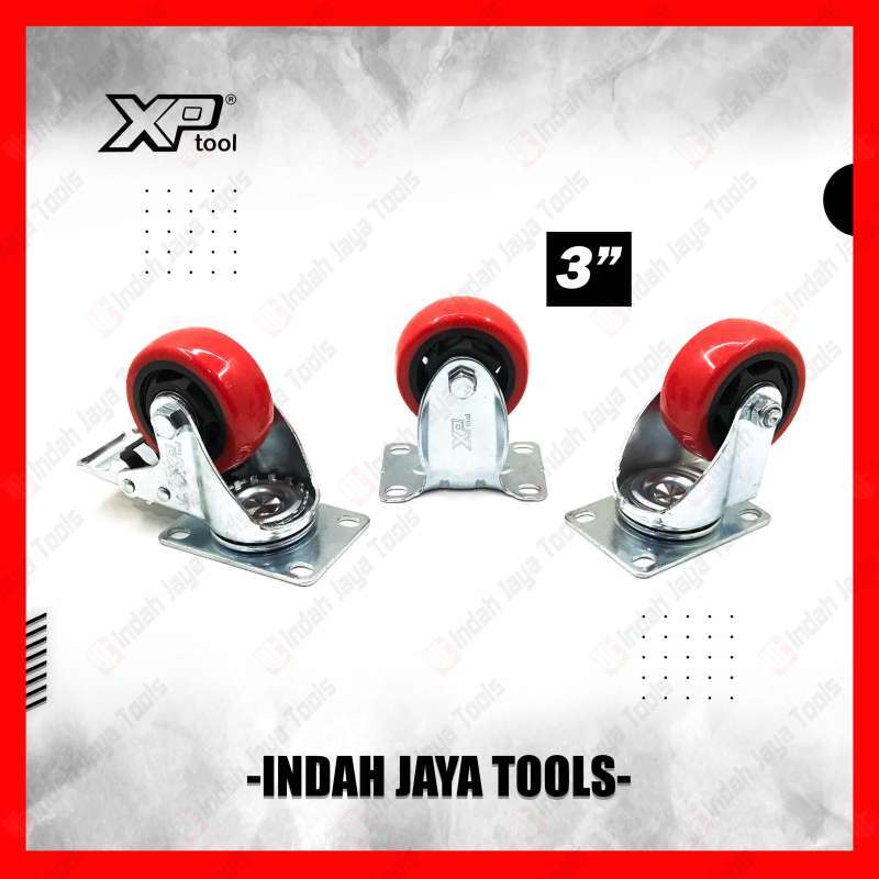 Jual Xp Tool Roda Caster 3 Inch Hidup Mati Rem Troli Pvc Pu Merah Di Seller Indah Jaya Tools ...