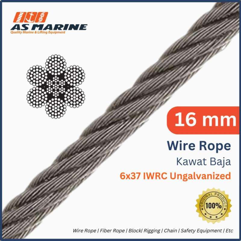 Jual Wire Rope / Kawat Seling Baja 16 Mm Ungalvanized 6x37 Iwrc - 1 Meter Di Seller Pt Anugrah ...