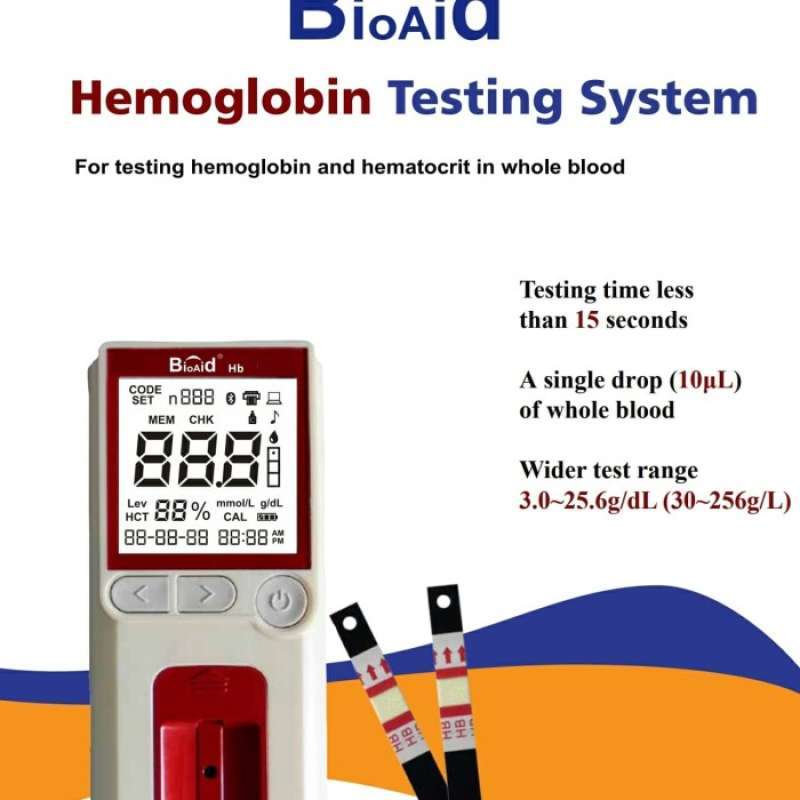 Jual Alat Test / Cek Hb Hemoglobin Darah Bioaid Hb Meter System di ...