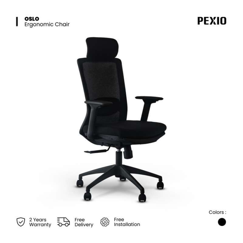 Jual Pexio Oslo Kursi Kantor Ergonomis Hitam Original Murah - Harga ...