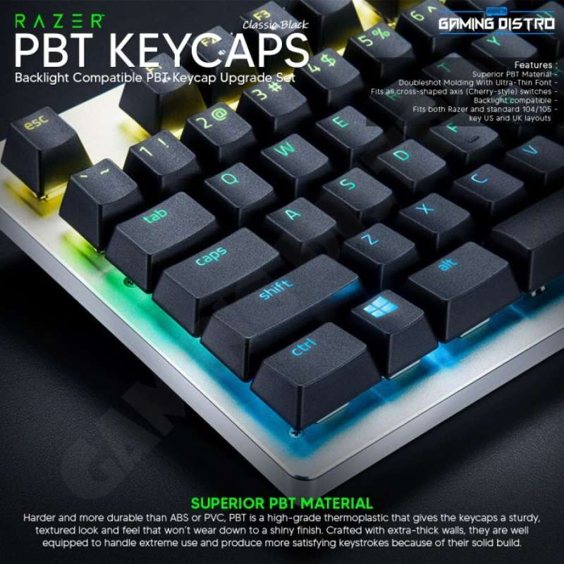Jual Keycaps Razer PBT Double Shot - Classic Black di Seller Indah ...
