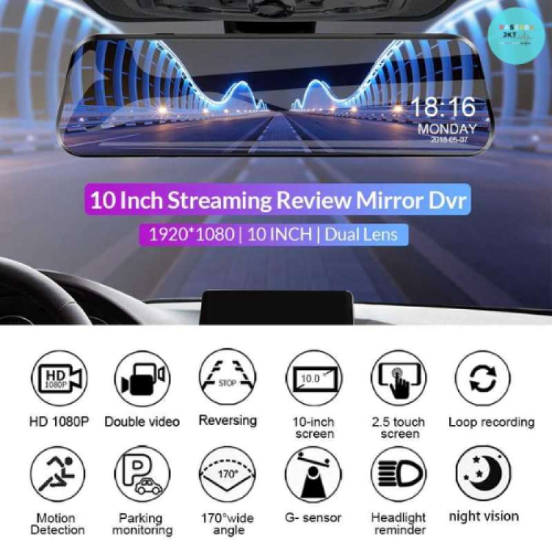 Jual Kaca Layar Spion Kamera Dashcam Rear View Dvr 1080p 10 Inch Di ...