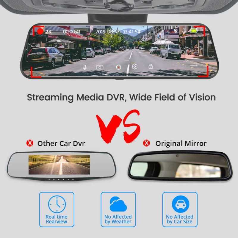 Jual Kaca Layar Spion Kamera Dashcam Rear View Dvr 1080p 10 Inch Di ...