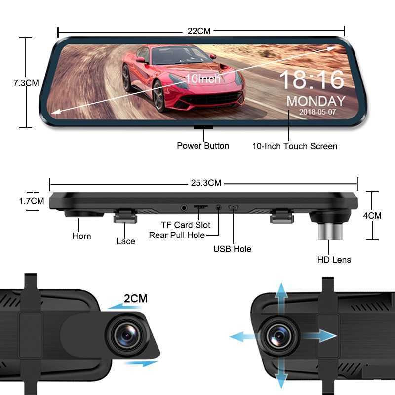 Jual Kaca Layar Spion Kamera Dashcam Rear View Dvr 1080p 10 Inch Di ...
