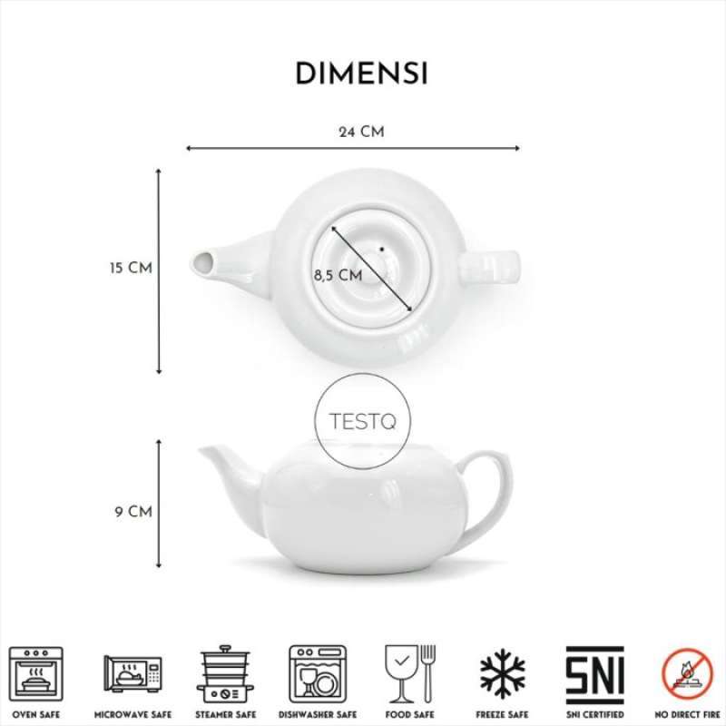 Jual Teko Poci Porselen Chinese Tea Bulat Putih Polos Sni 1 Liter 1000 ...