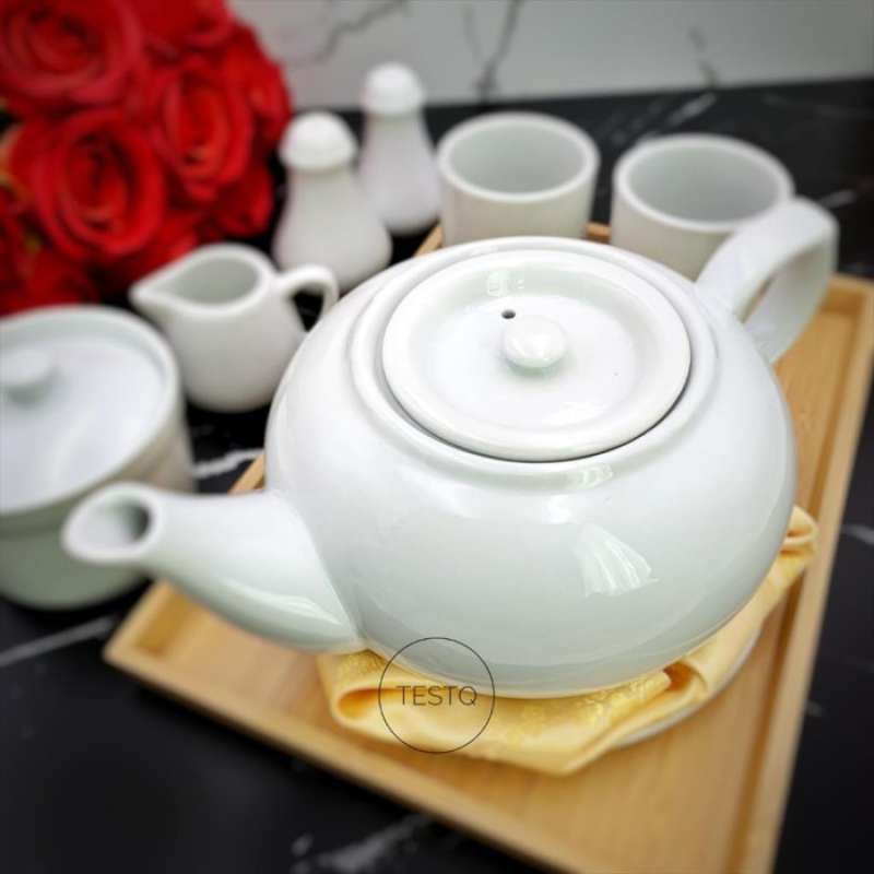 Jual Teko Poci Porselen Chinese Tea Bulat Putih Polos Sni 1 Liter 1000 ...