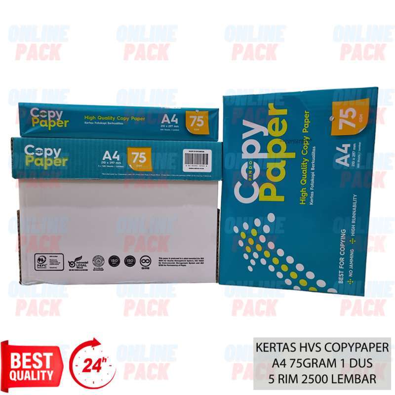 Promo Kertas Hvs Copypaper Copy Paper A4 75gr 75 Gram 1 Dus 1 Karton 5 Rim 2500 Lembar Print ...