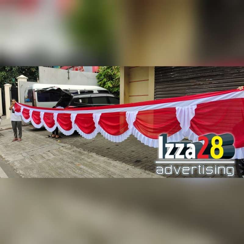 Jual vitrase atau backdrop merah putih bahan melamin di Seller Laris ...