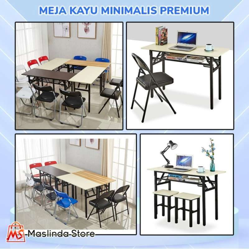 Promo Meja Belajar Kayu Laptop Lipat Minimalis Meja Wood Komputer ...