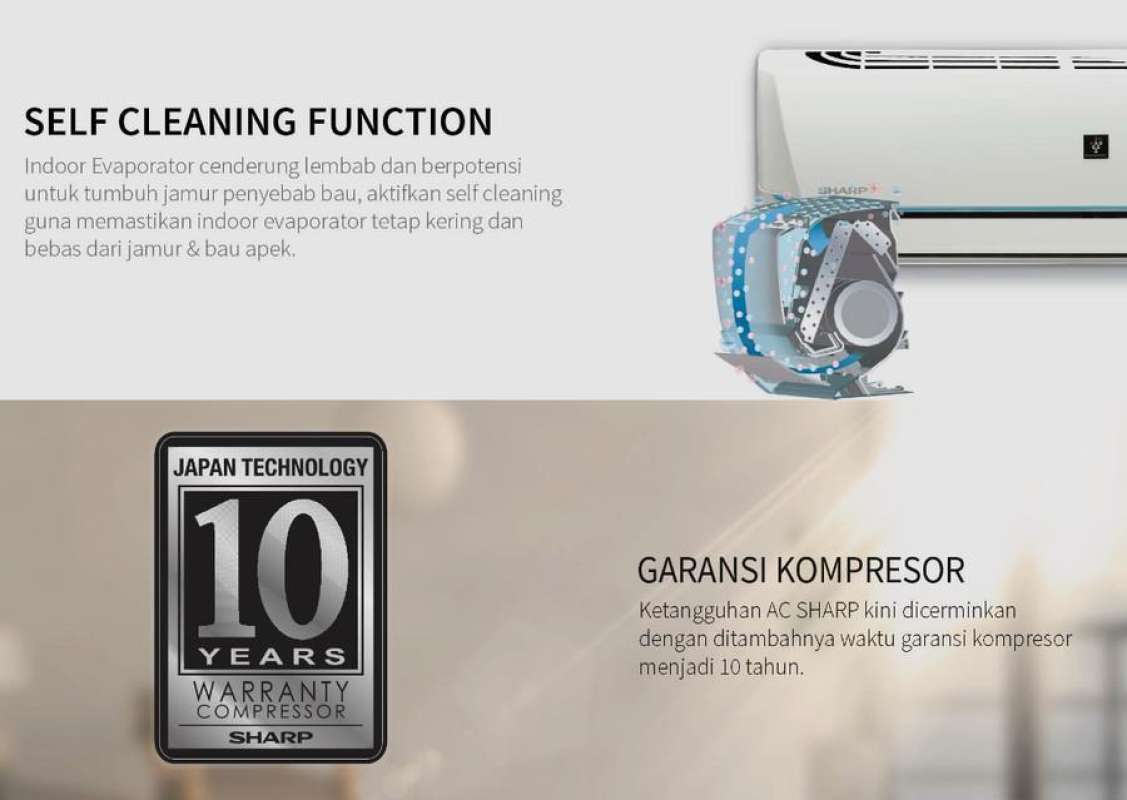 Jual AC Split SHARP Jet Stream Plasmacuster 1.5PK AH-AP12SSY (R-32) di ...