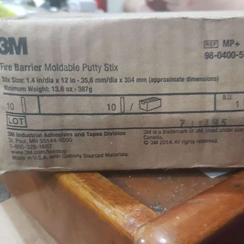 Jual Duct Seal 3m Fire Barrier Putty Stix Mp+ Mold Flame Retardant ...