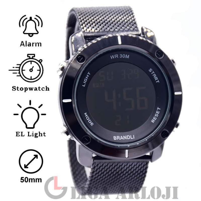 Promo Brandli Bl011 Jam Tangan Pria Digital Rantai Pasir All Black ...