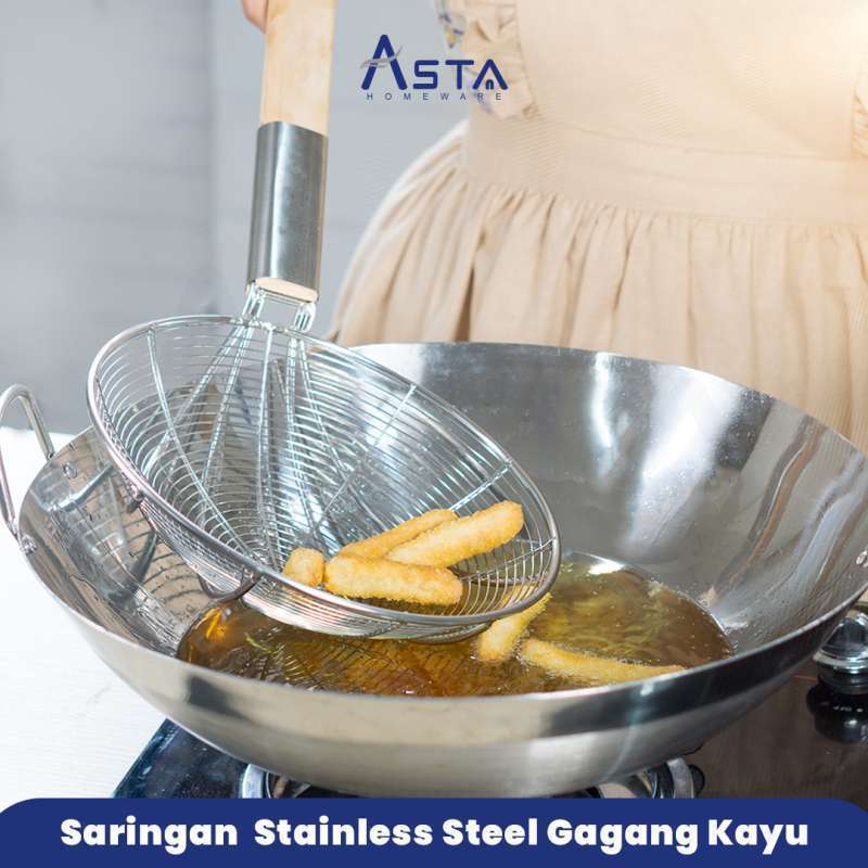Promo Asta Serok Minyak Peniris Makanan Gorengan Stainless Tebal Handle ...