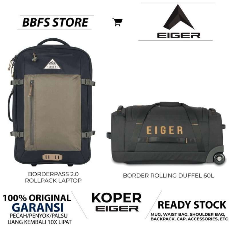 Jual Promo Eiger Original Border Rolling Duffel 60L 60 L Koper Tas Roda di Seller Laris Plaza ...