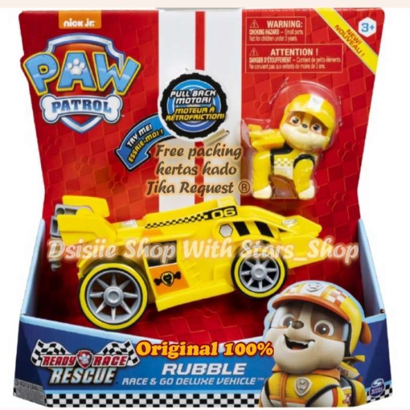 Promo Paw Patrol Rubble Ready Race Rescue & Go Deluxe Vehicle Original ...