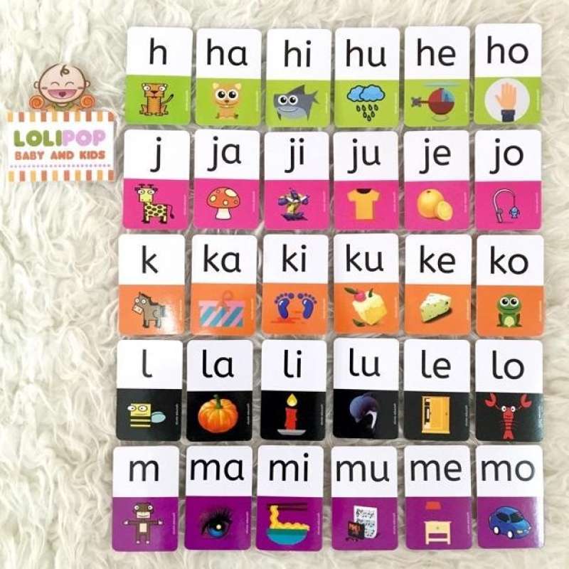 Promo Kartu flashcard belajar membacaflash card suku kata Diskon 32% di ...