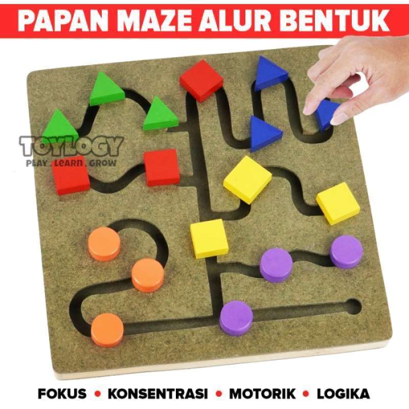 Promo Mainan Kayu Edukasi Anak Papan Labirin Maze Shape Papan Alur ...
