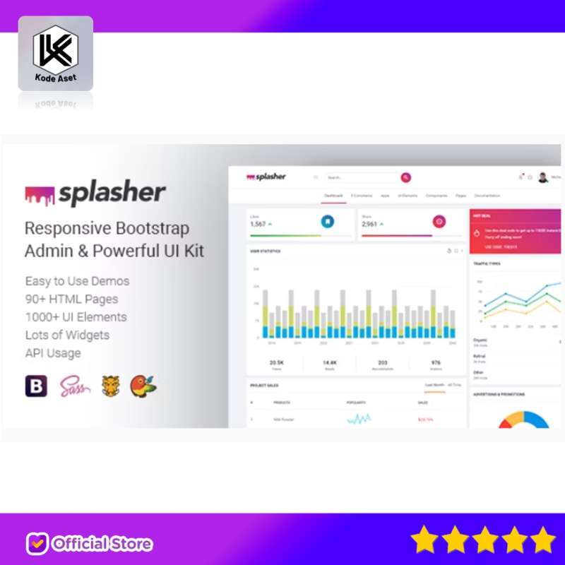 Jual SPLASHER - RESPONSIVE BOOTSTRAP ADMIN & POWERFUL UI KIT BY KODEASET di Seller KODEASET ...