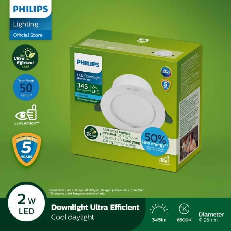 Promo Philips Downlight Ultra Efficient - 2W 6500K Putih Diskon 17% di ...