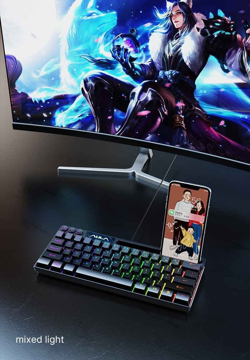 Jual Aula Gaming Keyboard 61% Wired Membrane F3061 Led Rgb Running Di ...