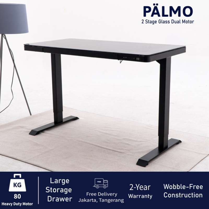 Promo Palmo Glass Top Dual Motor Adjustable Standing Desk Diskon 23% Di ...