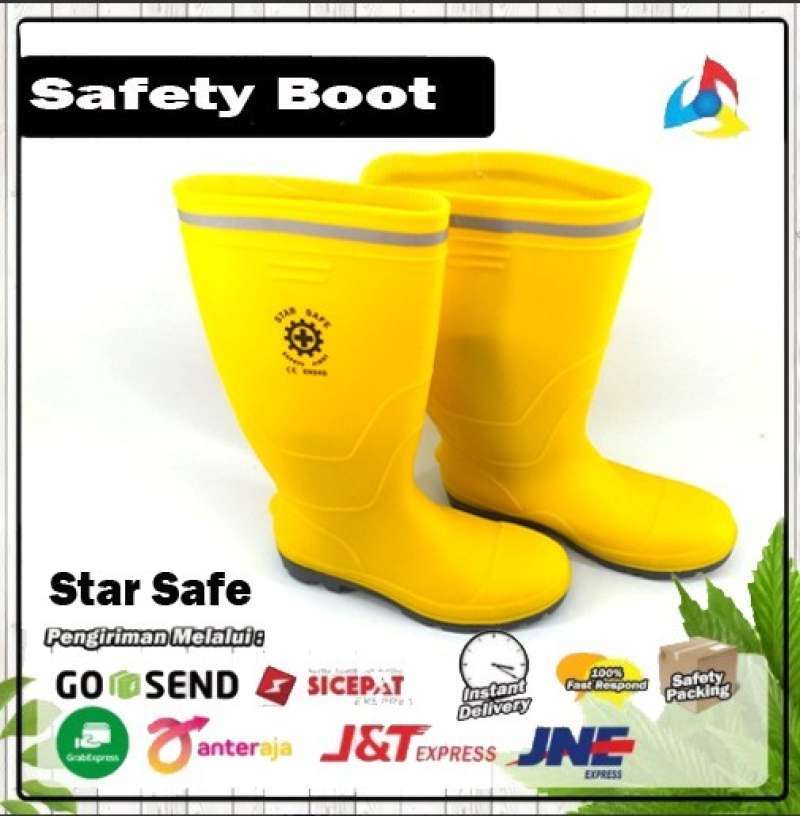 Promo Sepatu Boots Safety Anti Slip Ujung Besi Kuat Beban 200 Joule ...