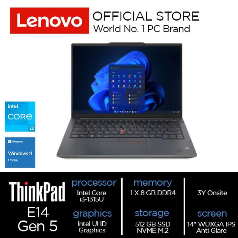 Promo Lenovo ThinkPad E14 Gen 5 (Intel) Core i3-1315U 8GB 512GB W11 ...