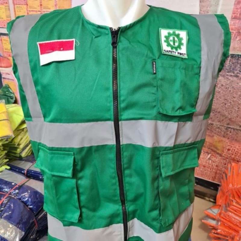 Promo Rompi Safety Kerja Proyek Bahan Drill + Logo K3 Dan Bendera ...