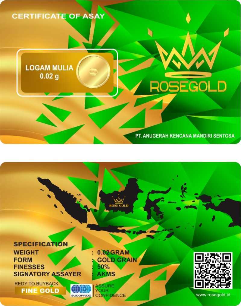 Promo Emas Mini Rosegold 0.02 Gram Logam Mulia Diskon 29% Di Seller ...
