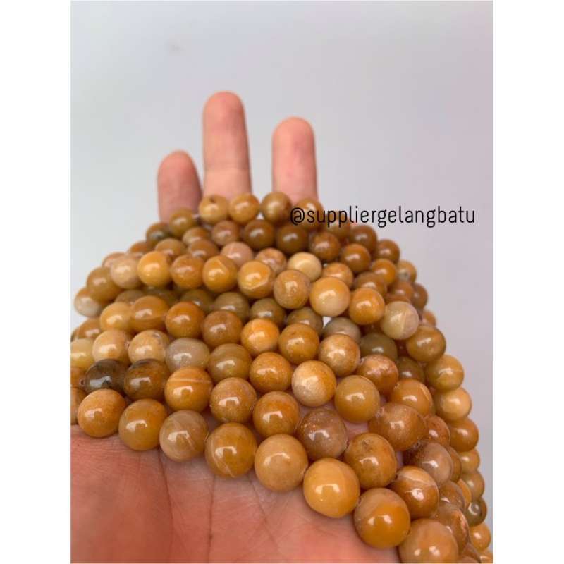 Promo bahan batu Manigajah 10mm kuning natural polish corak retak ...