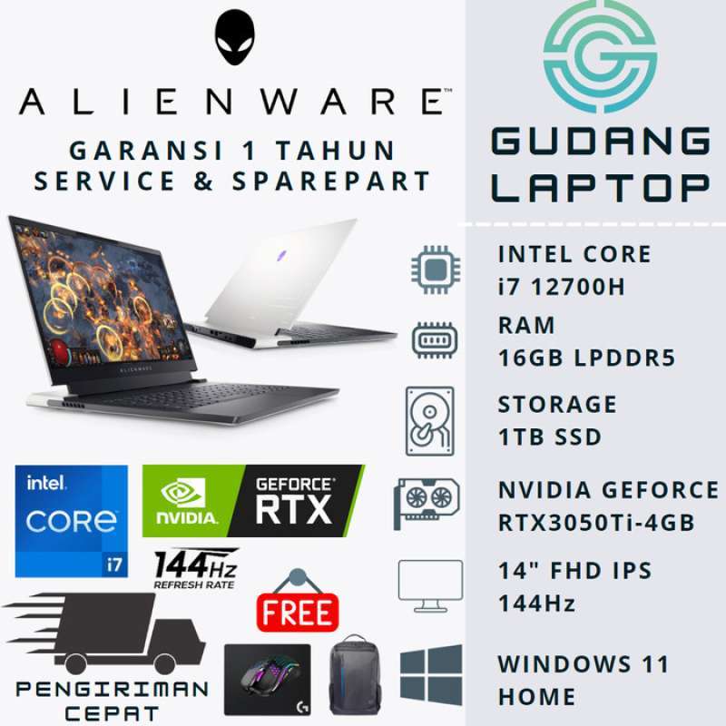 Promo ALIENWARE X14 LUNAR i7 12700H 16GB DDR5 512GB 1TB FHD 144Hz WIN ...