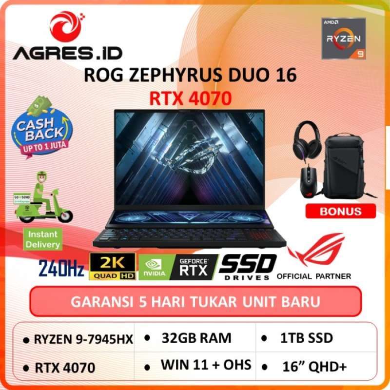 Promo Asus ROG Zephyrus Duo 16 GX650PI RTX4070 RYZEN 9 7945HX 32GB 1TBSSD Diskon 33% di Seller ...