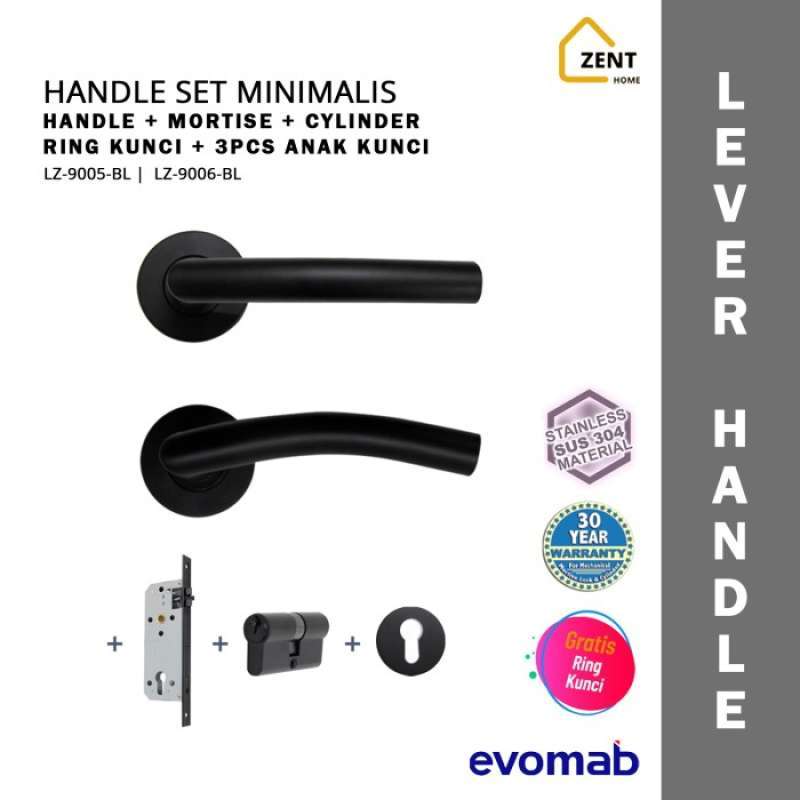 Promo Gagang Pintu Hitam Handle Set Minimalis Modern Black Evomab ...