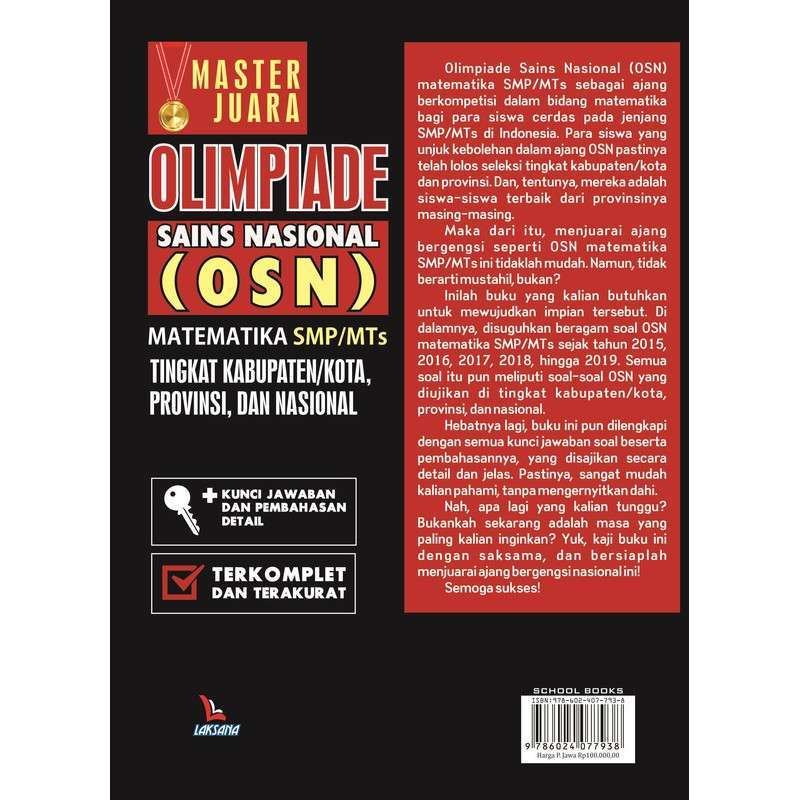 Jual Buku Master Juara Olimpiade Sains Nasional (OSN) Matematika SMP/MTs di Seller the king ...
