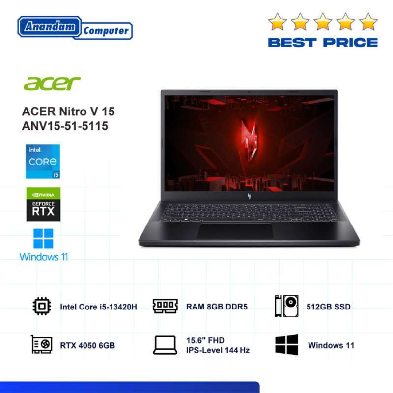 Jual Acer Nitro V 15 Anv15-51-5115 Rtx4050 I5 13420h 8gb 512gb Fhd ...