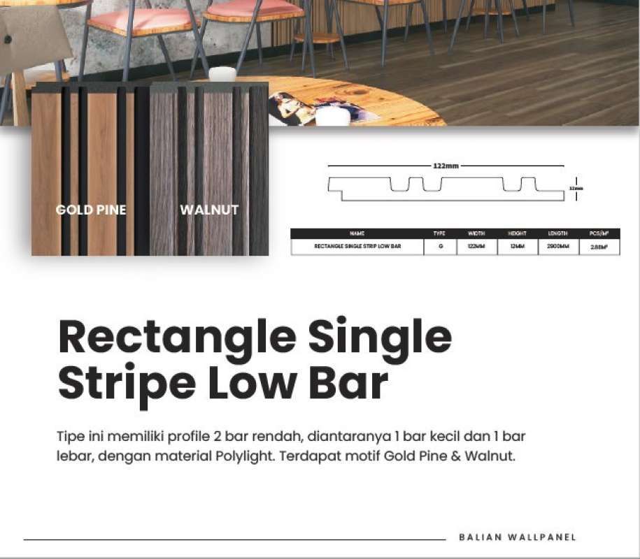 Jual Wall Panel Rectangle Single Stripe Low Bar G03 - Gold Pine Di ...
