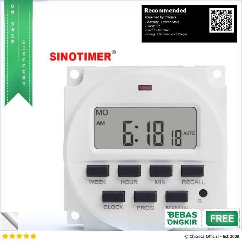 Jual Sinotimer Programmable Timer Switch Relay 220v Ac - Tm618n-2 Di ...