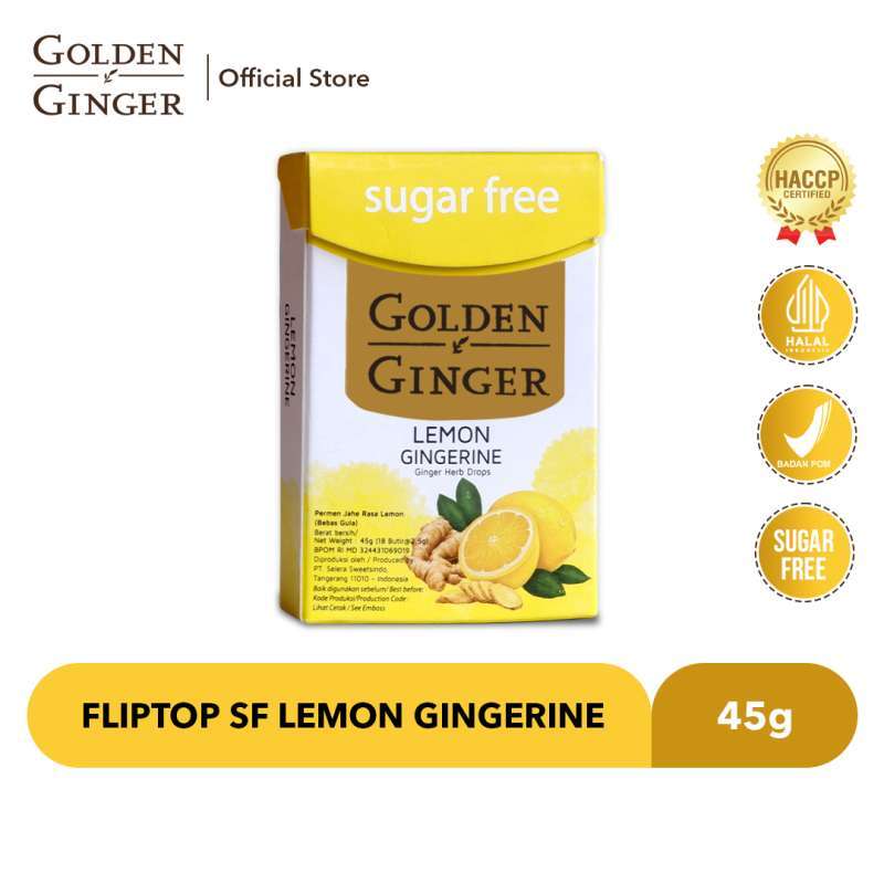 Promo Golden Ginger Fliptop Sugar Free Lemon Gingerine 45gr Diskon 2% ...