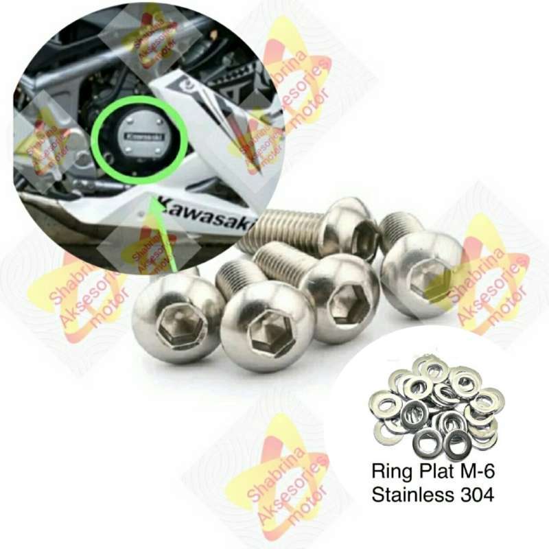 Promo 8 Baut Baud Emblem Logo Mesin Kawasaki Ninja Rr R Ss Steanlist Set 8 Biji Kanan Kiri ...