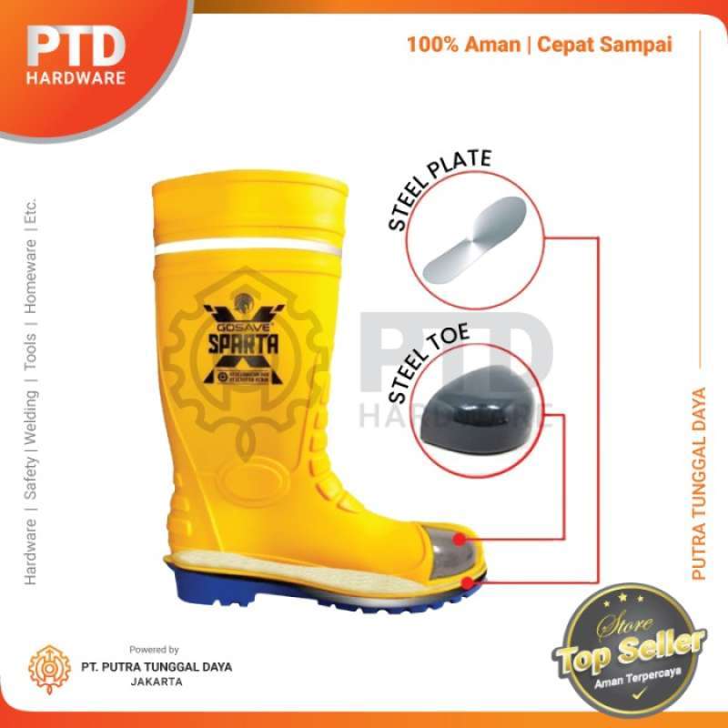 Promo Sepatu Boot Safety Rubber Pvc With Toe Plate Besi Gosave X-sparta ...