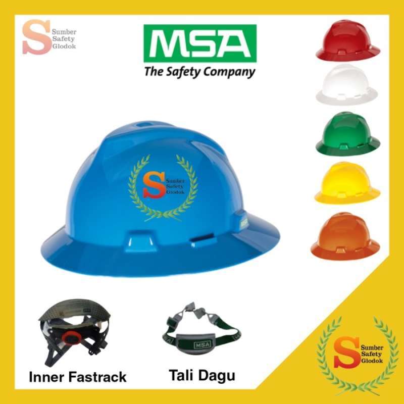 Promo Helm Safety Proyek MSA Full Brim Lokal Fastrack Tali Dagu SNI ...