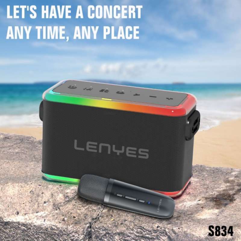 Promo Lenyes S834 speaker bluetooth portable wireless karaoke 80w ...